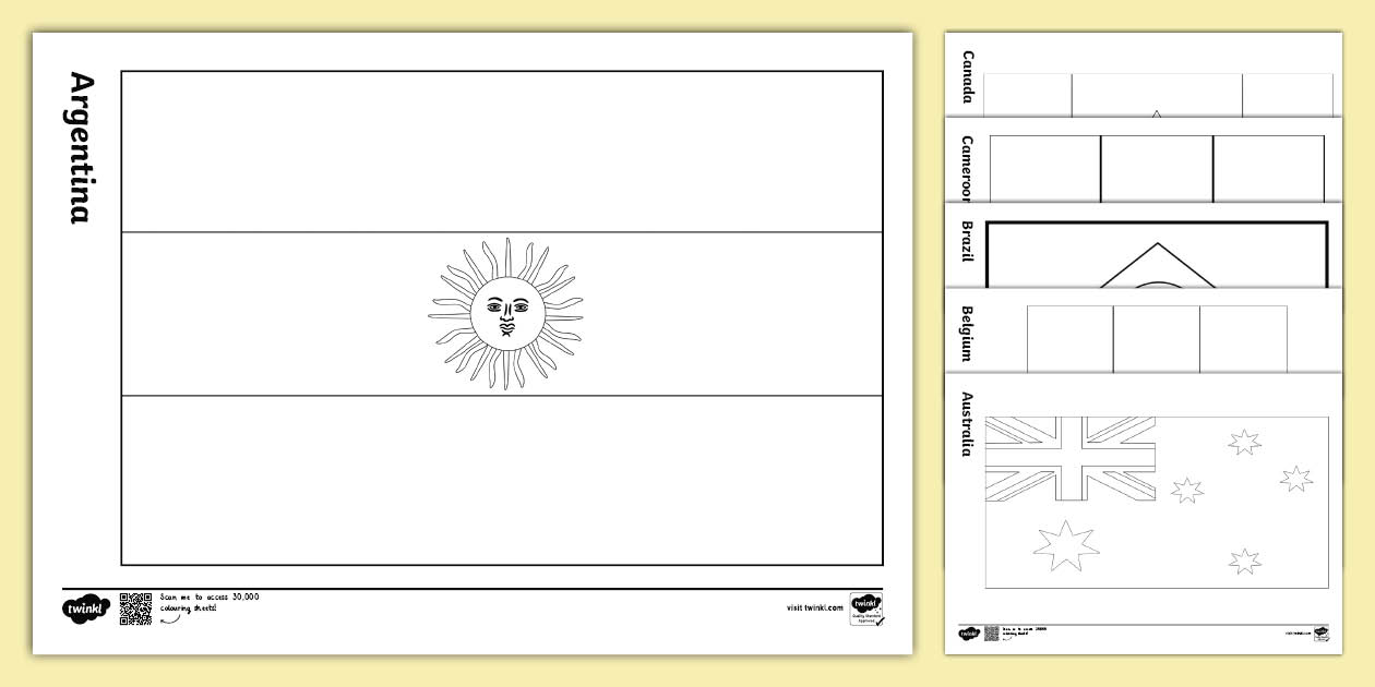 2022 Men's World Cup Country Flags Colouring Sheets - sports