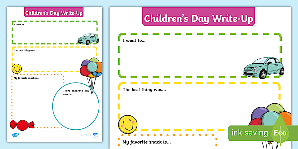 Children's Day Writing template - Twinkl