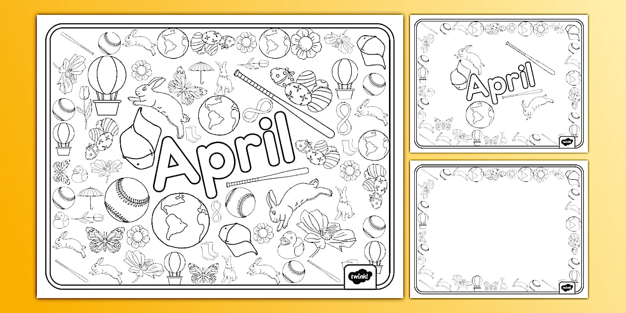 Let's Doodle! April Coloring Sheets (Teacher-Made) - Twinkl
