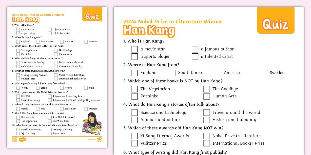 Han Kang: 2024 Nobel Prize in Literature Winner Quiz