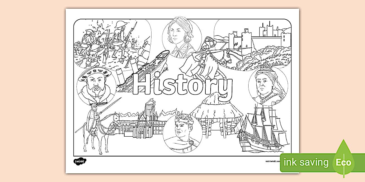 History Cover Page | Colouring Activity for Books or Display