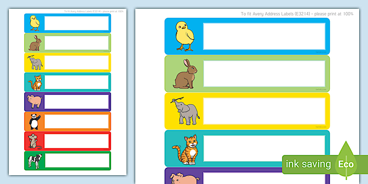 Editable Cute Animal Multicolour Tray Labels - Twinkl