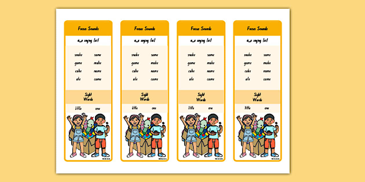 'a_e' saying /ai/ Focus Words Bookmarks- Level 5 Week 5
