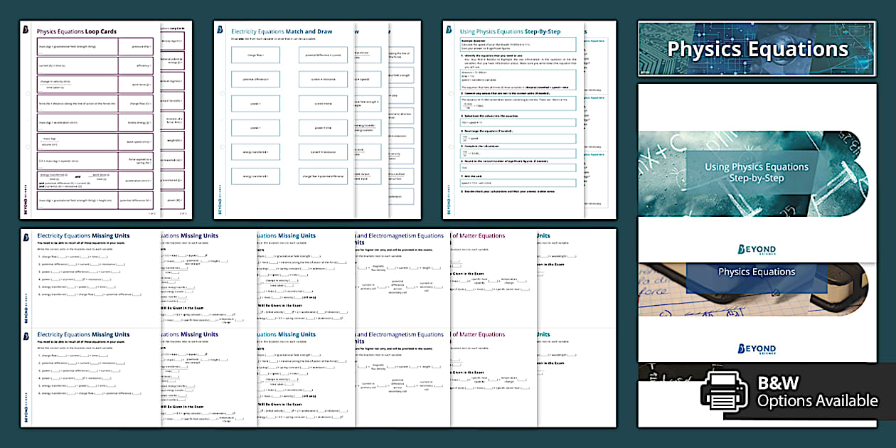 GCSE Physics Equations Revision Pack | AQA | Beyond - Twinkl