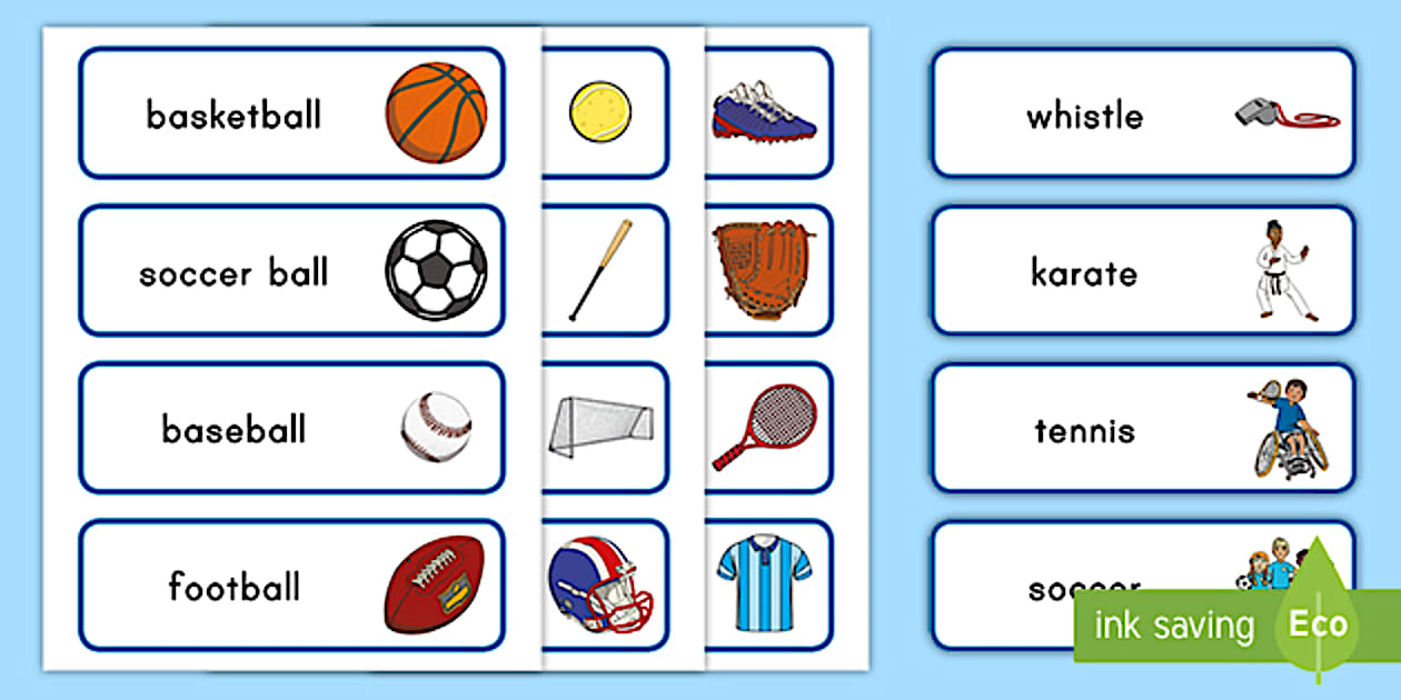 Sports Word Cards (Teacher-Made) - Twinkl