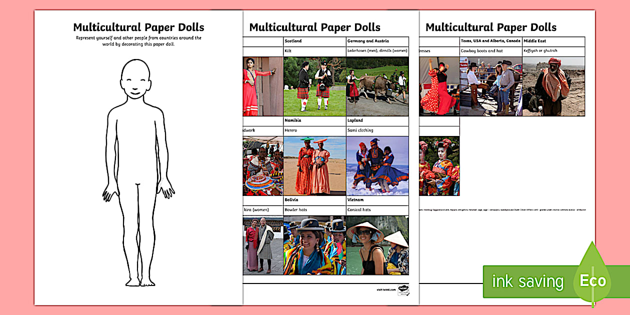 Multicultural Paper Dolls Worksheet / Worksheet - Canadian Multiculturalism