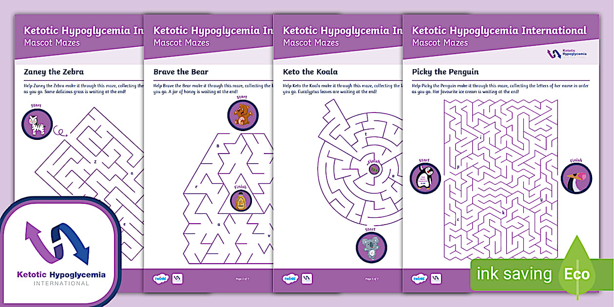 Ketotic Hypoglycemia International Mascot Mazes - Twinkl
