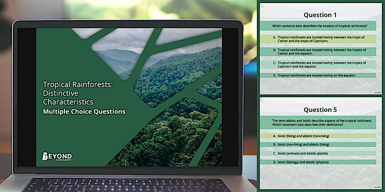 GCSE AQA Tropical Rainforest Characteristics MCQ PowerPoint