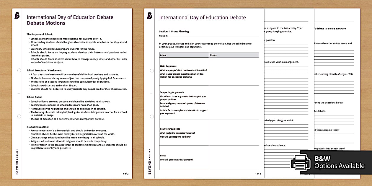 International Day of Education Debate Activity - Twinkl