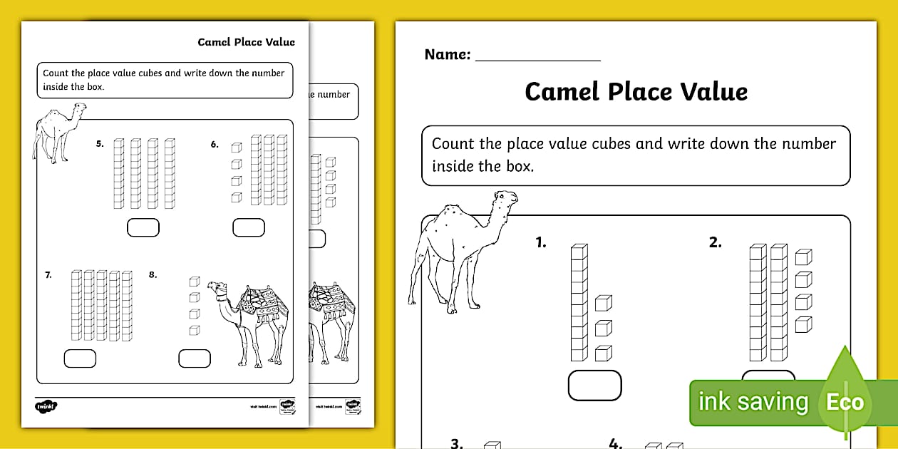 Camel Place Value Activity Sheet (teacher made) - Twinkl