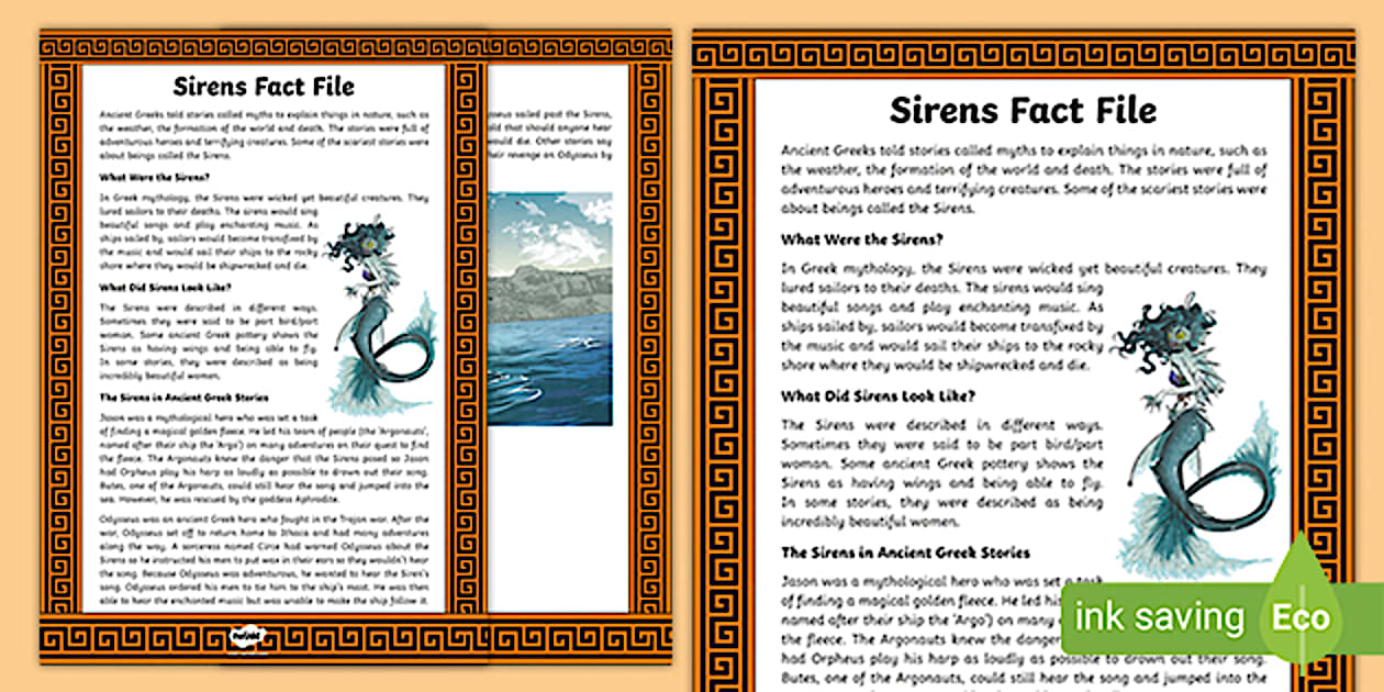 KS2 The Sirens Fact File (teacher made) - Twinkl