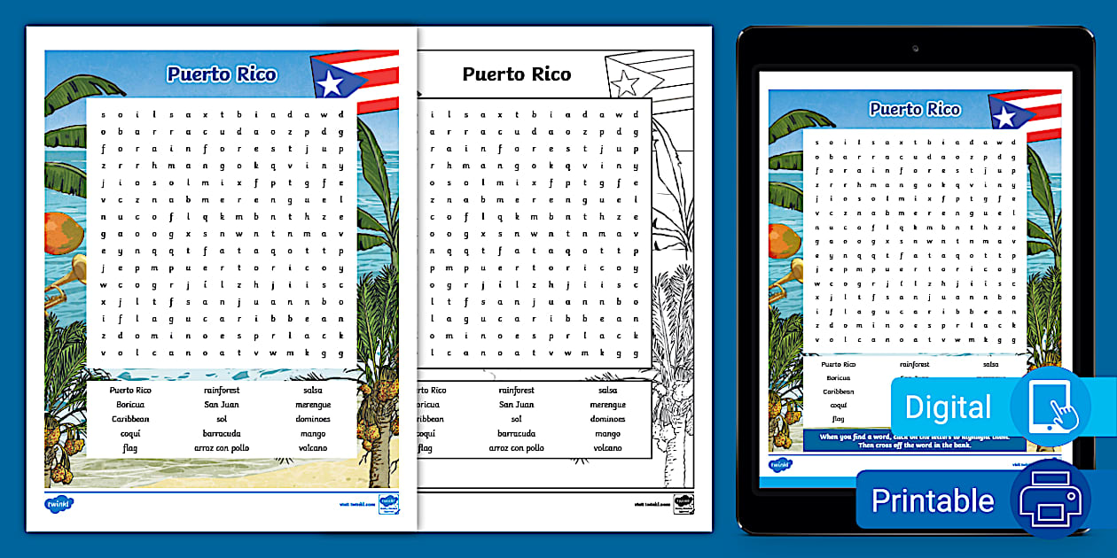 Prep-free Puerto Rico Word Search Activity | Twinkl USA