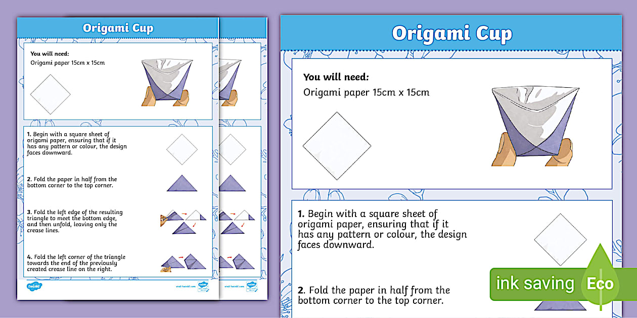 Origami Cup Craft Instructions (teacher made) - Twinkl