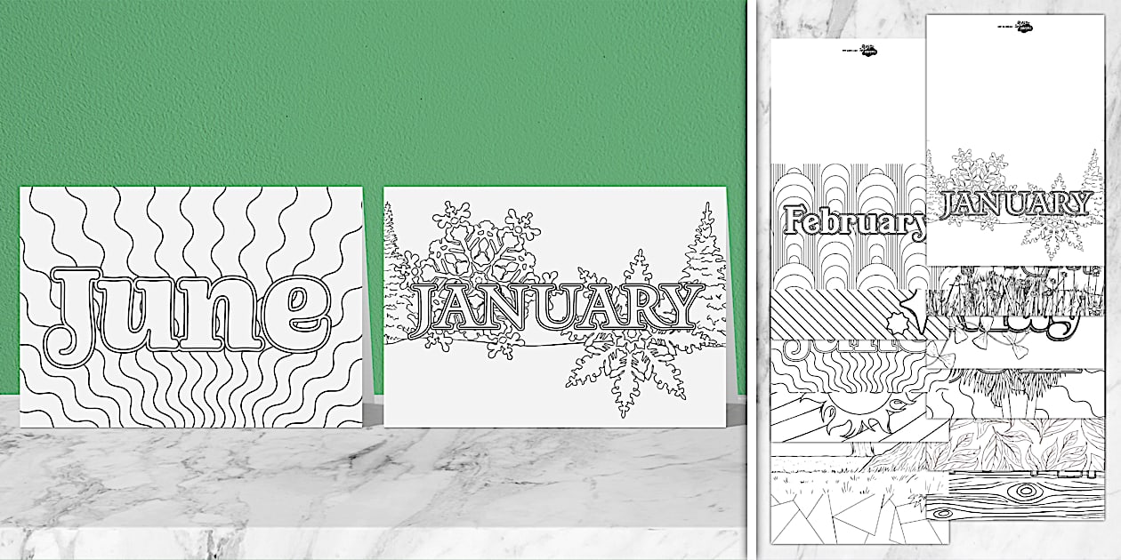 Month of the Year Colouring Cards | Twinkl Party