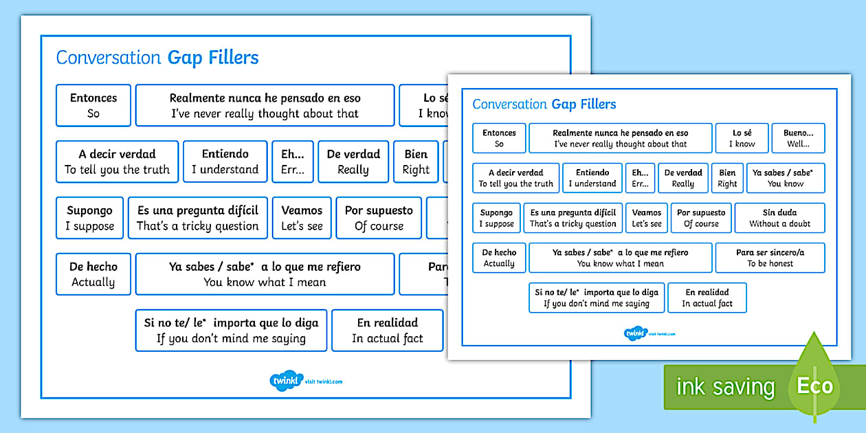 Spanish Conversation Gap Fillers Word Mat - Twinkl
