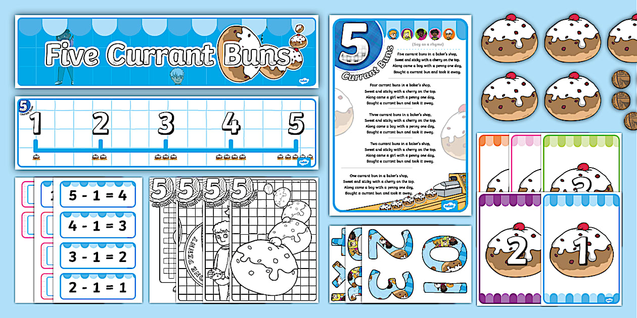 Five Currant Buns Ready Made Display Pack (teacher made)
