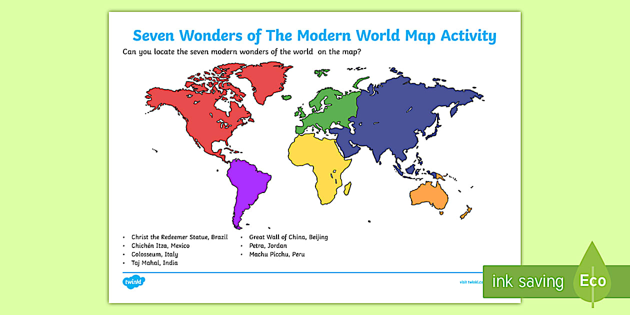 Seven Wonders of the Modern World Map Skills Activity