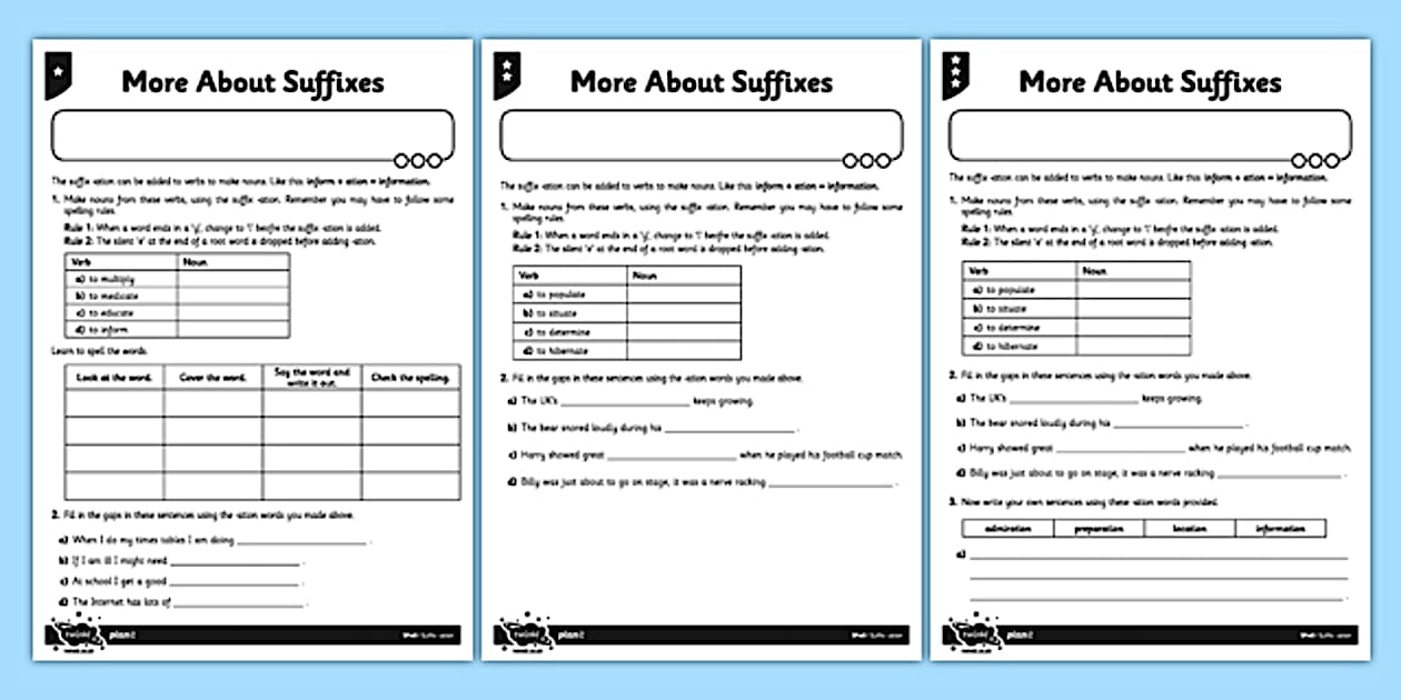 More About Suffixes Differentiated Worksheet / Worksheet Pack