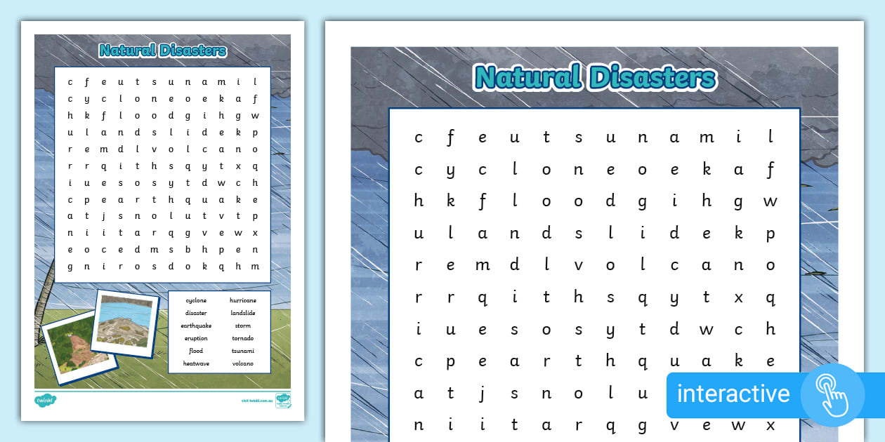 Natural Disasters Word Search (teacher made) - Twinkl