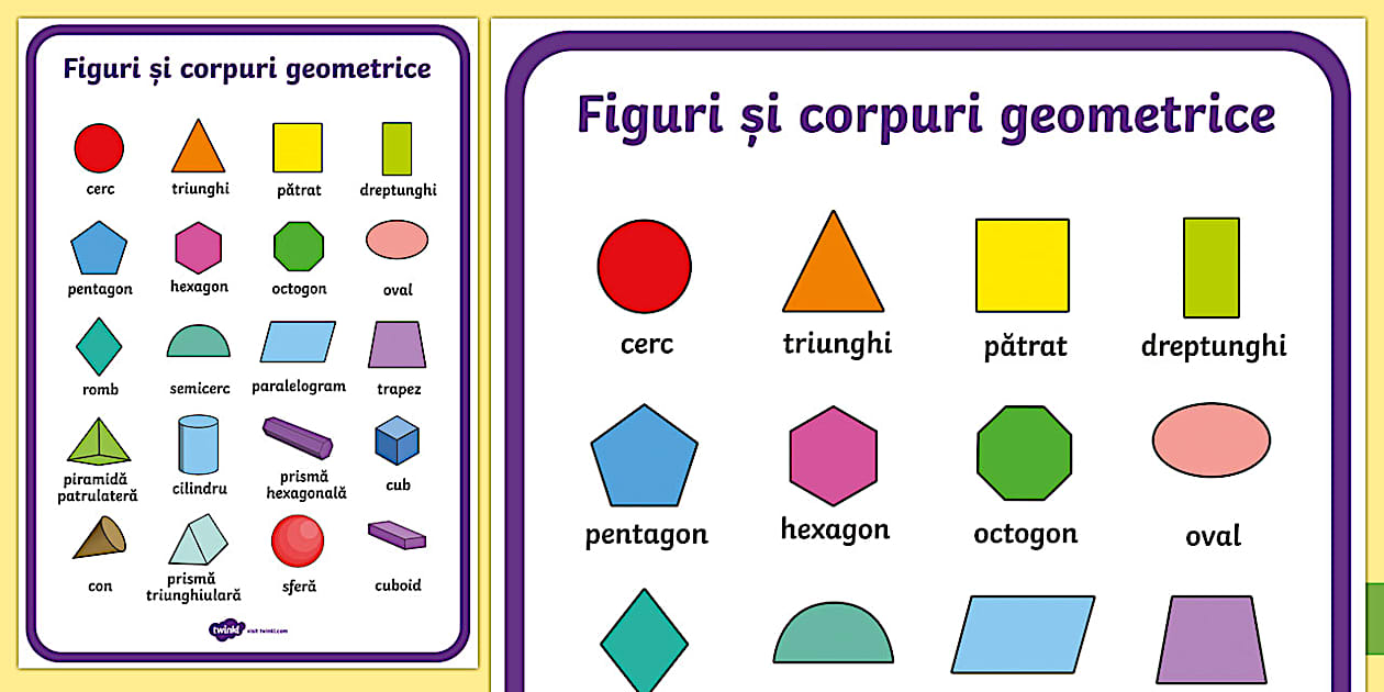 Formele geometrice | Planșă cu diferite dimensiuni