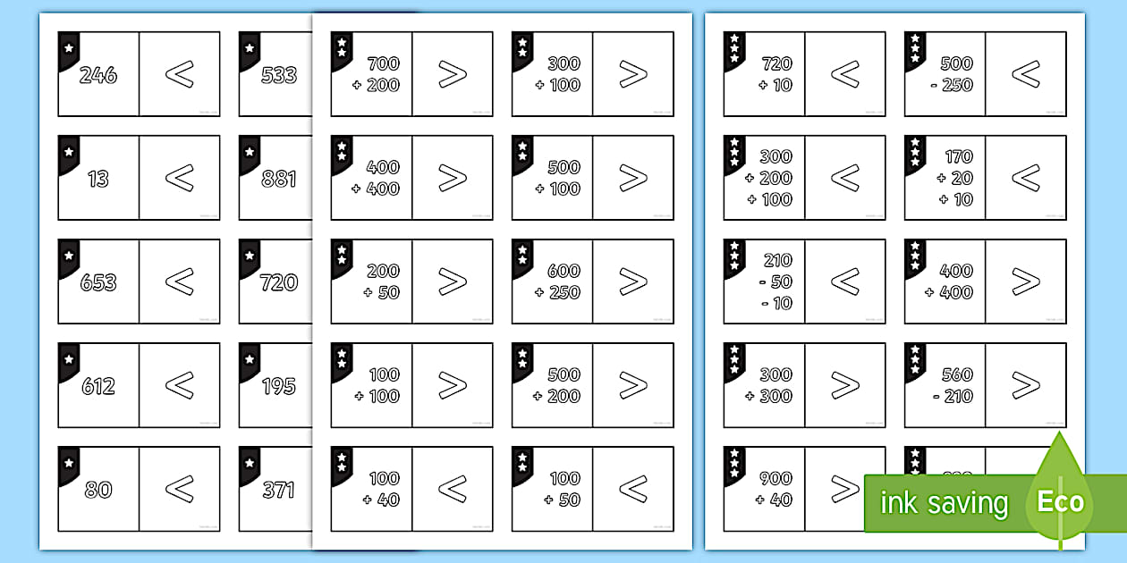 Order and Compare Numbers to 1000 Dominoes Game - Twinkl