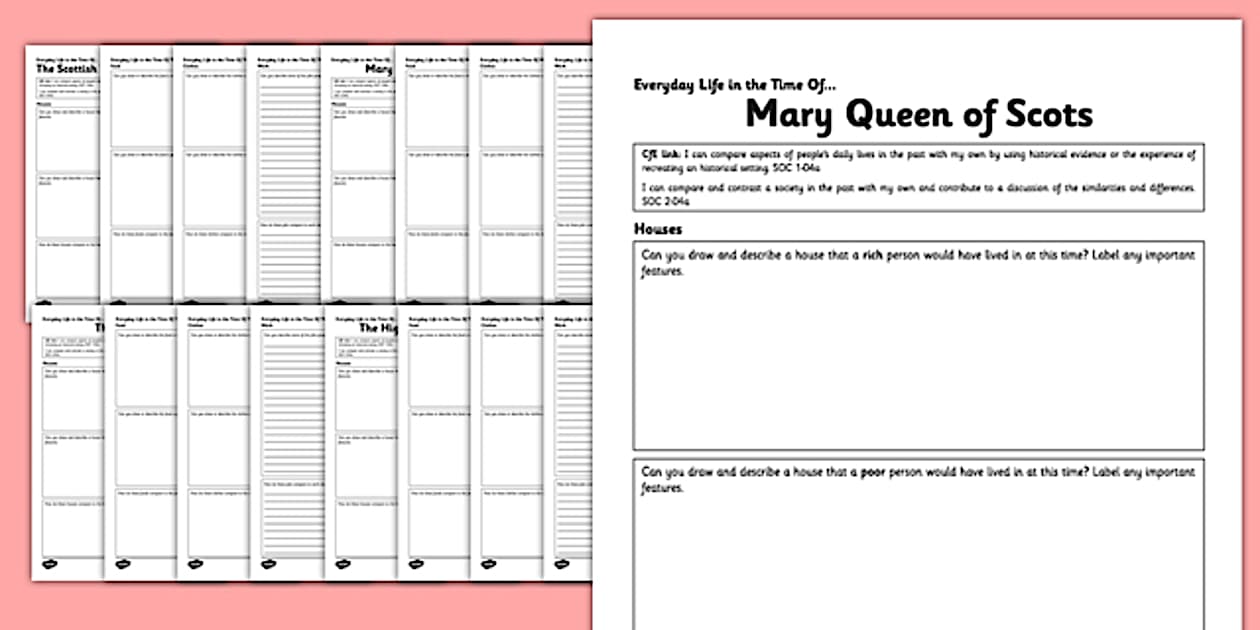 Scottish History Everyday Life Comparison Worksheet Pack