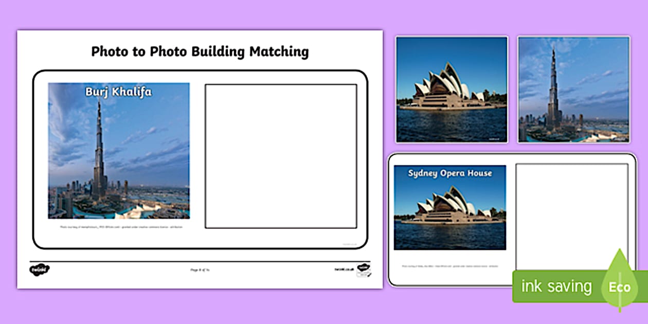Workstation Pack: Photo to Photo Building Matching Activity