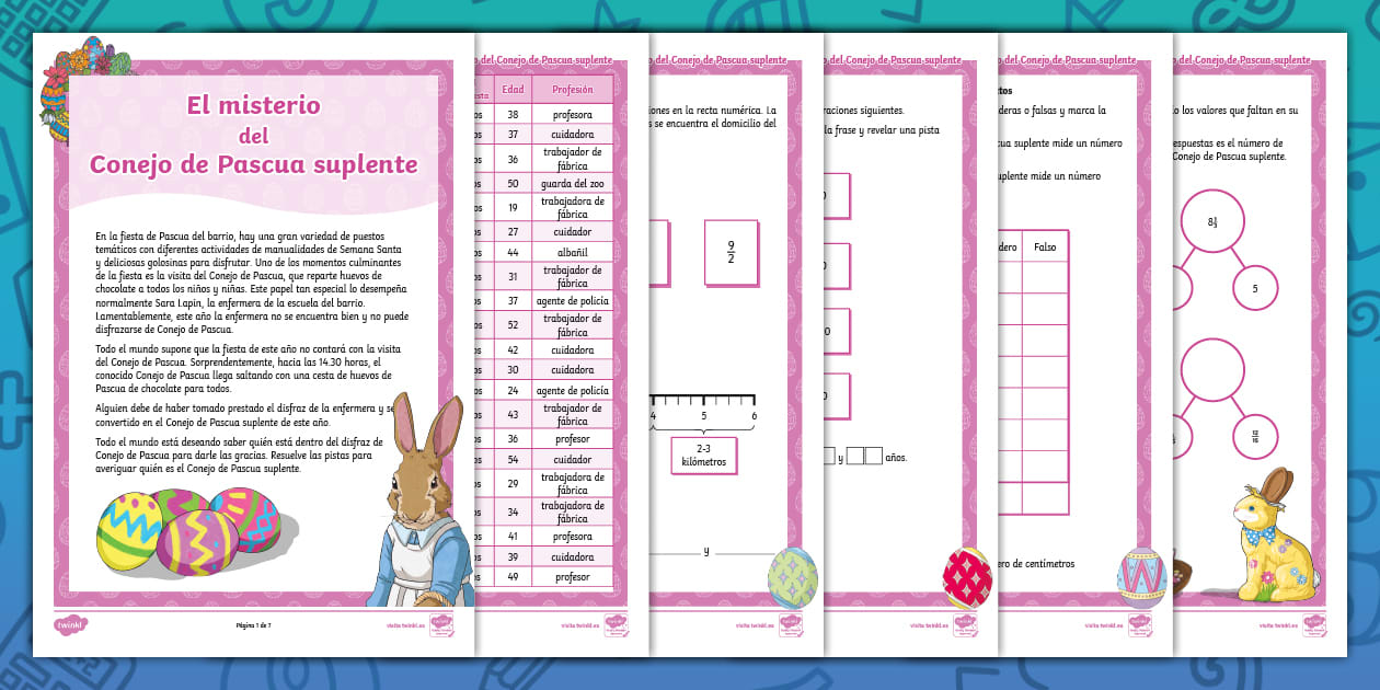Juego de detectives: El misterio del Conejo de Pascua suplente - 4º de
