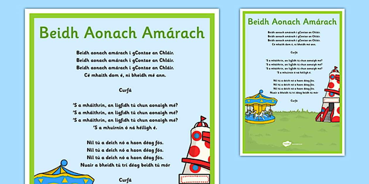 Beidh Aonach Amárach Lyrics | Acmhainní Gaeilge | Twinkl