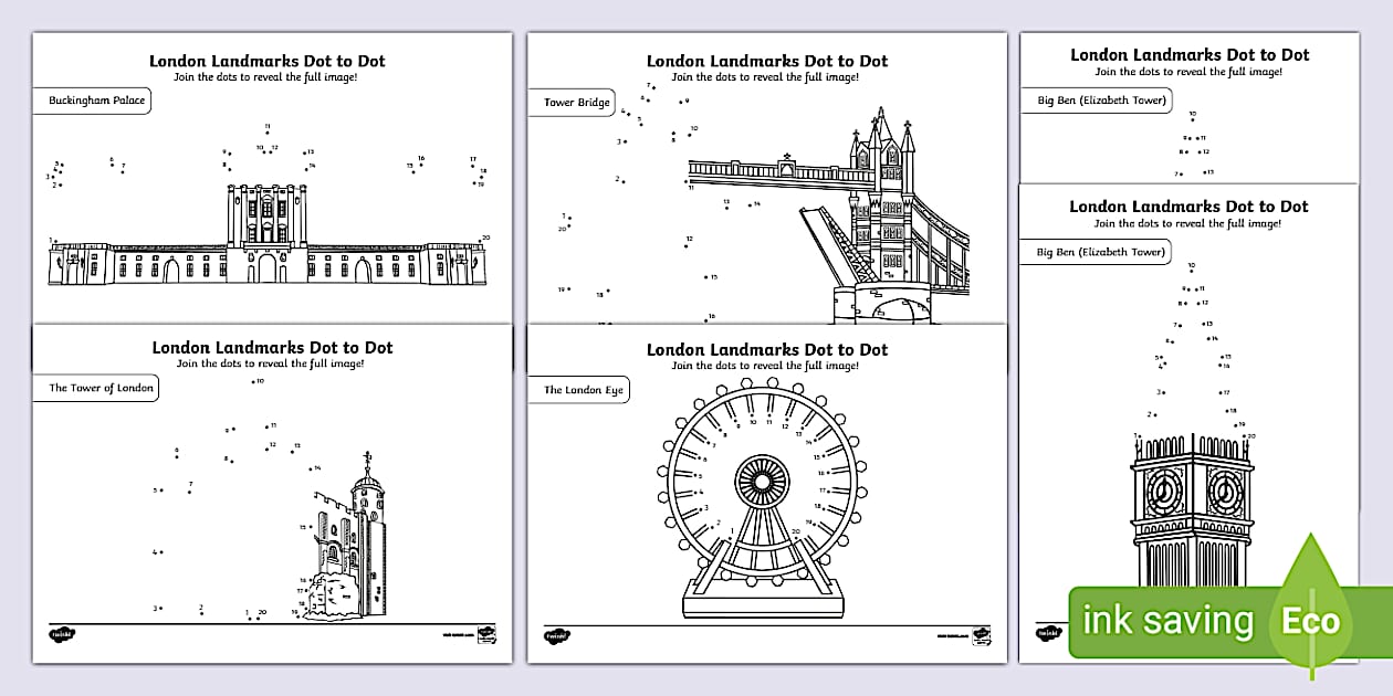 1-20 London Landmarks Dot-to-Dot Activity Sheet Pack