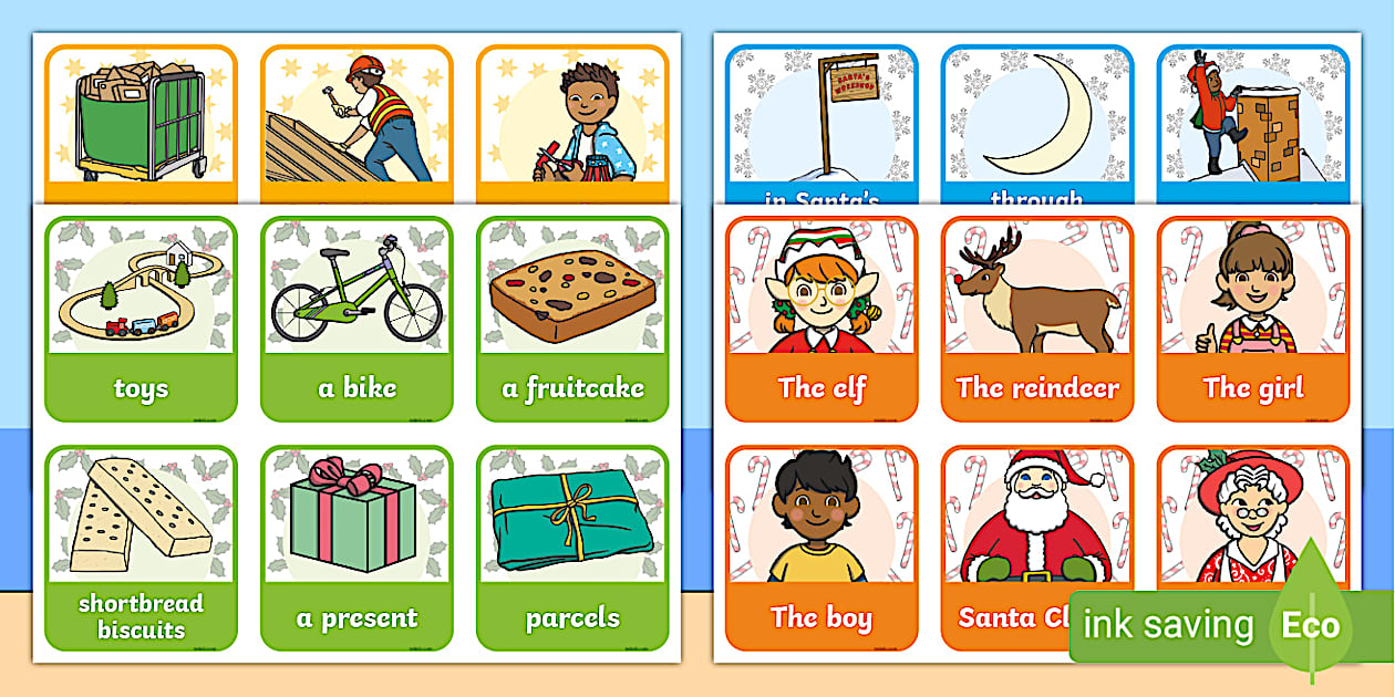 Christmas Sentence Cards Subject-Verb-Object-Adverbial