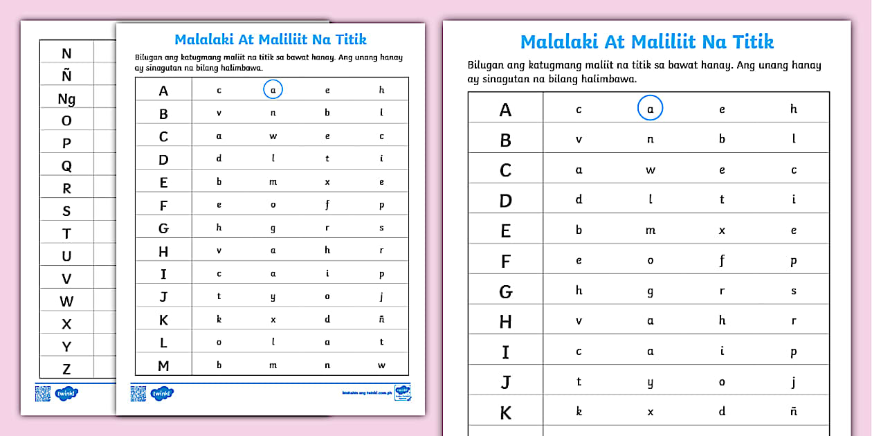 Malalaki At Maliliit Na Titik Worksheet | Grade 1 |Twinkl PH