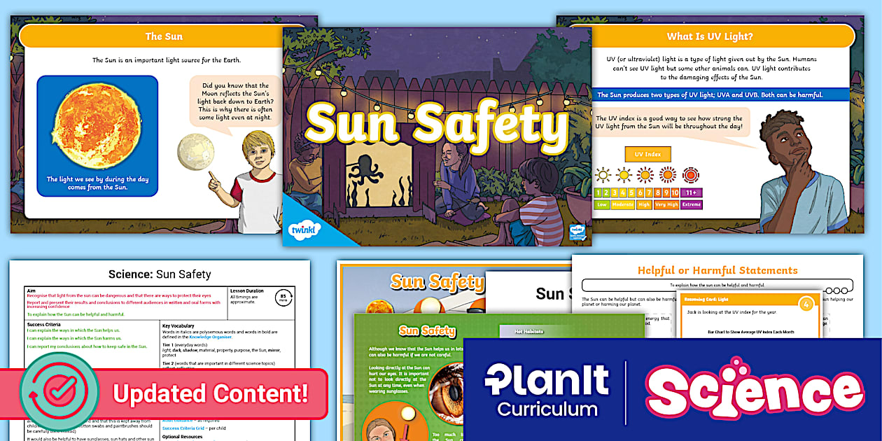 Science: Light: Sun Safety Year 3 Lesson 4 (teacher made)