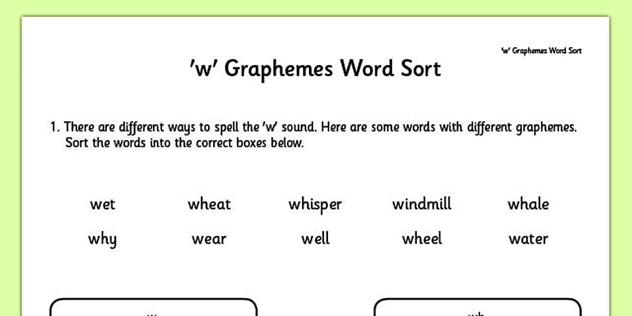 w Graphemes Word Sort (teacher made) - Twinkl
