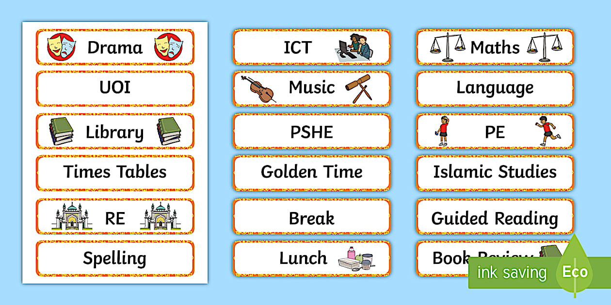 Lessons Labels (teacher made) - Twinkl