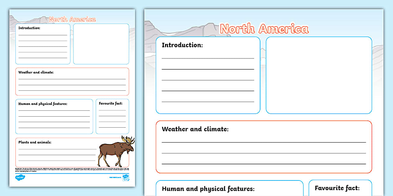 KS1 North America Non-Chronological Report Template - Twinkl
