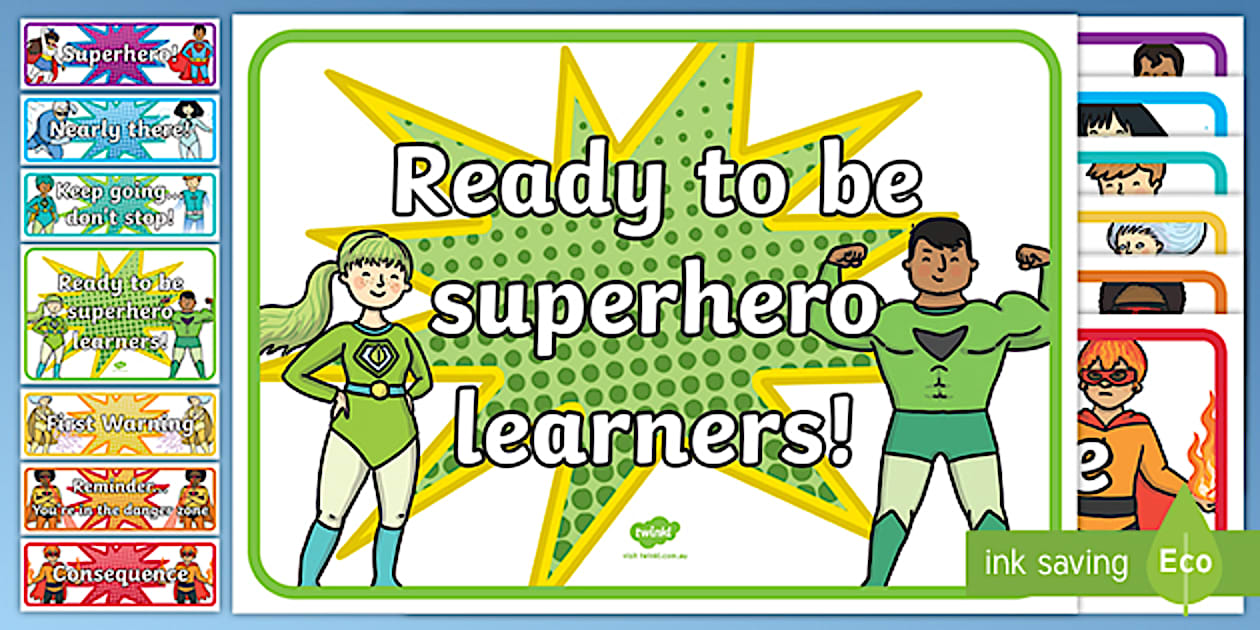 Editable Superhero Behaviour Chart Display Cut-Outs - Twinkl