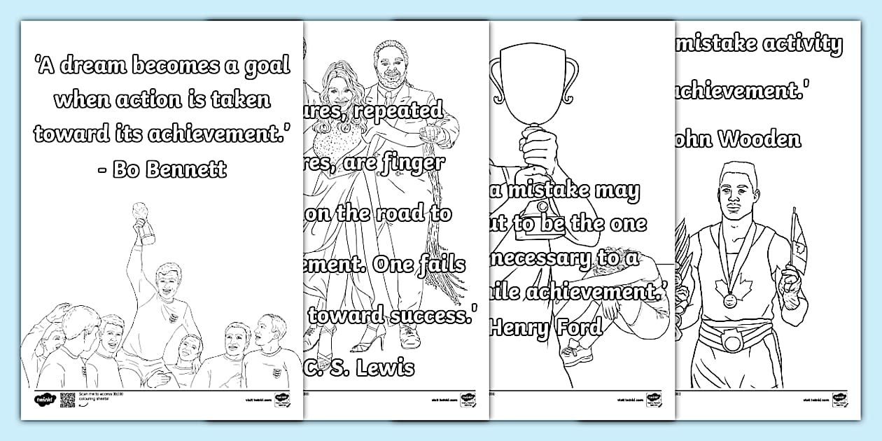 Achievement Quotes Colouring Pages Pack (teacher made)