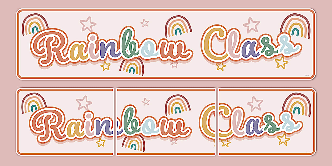 Muted Rainbow-Themed Rainbow Class Display Banner - Twinkl