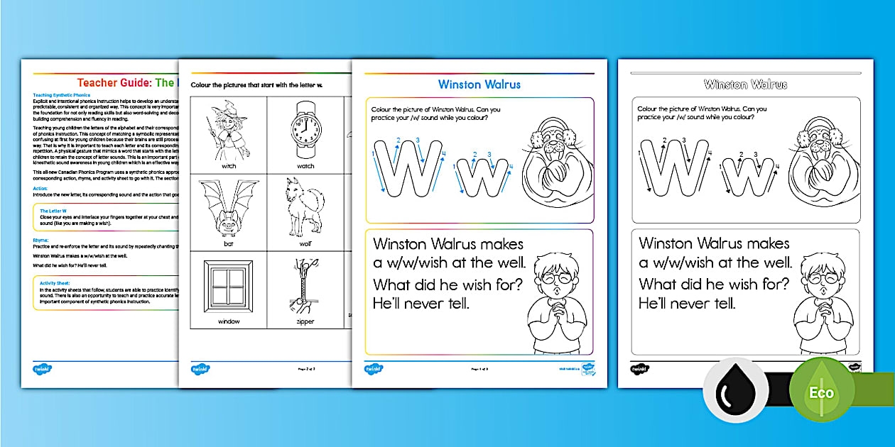 Phonics W Activity Sheet | Phonics Canada (teacher made)