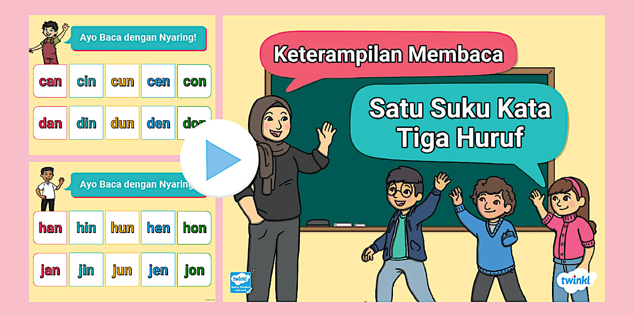 PowerPoint Keterampilan Membaca Kata Tiga Huruf KVK - Twinkl