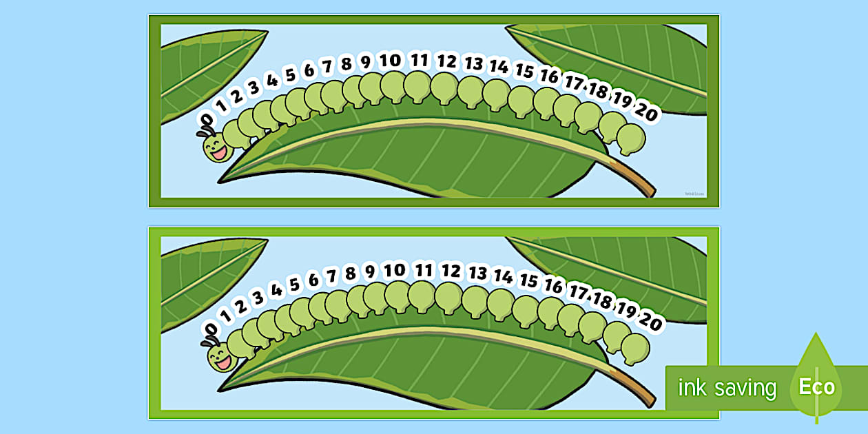 Caterpillar 0-20 Curved Number Line (teacher made) - Twinkl