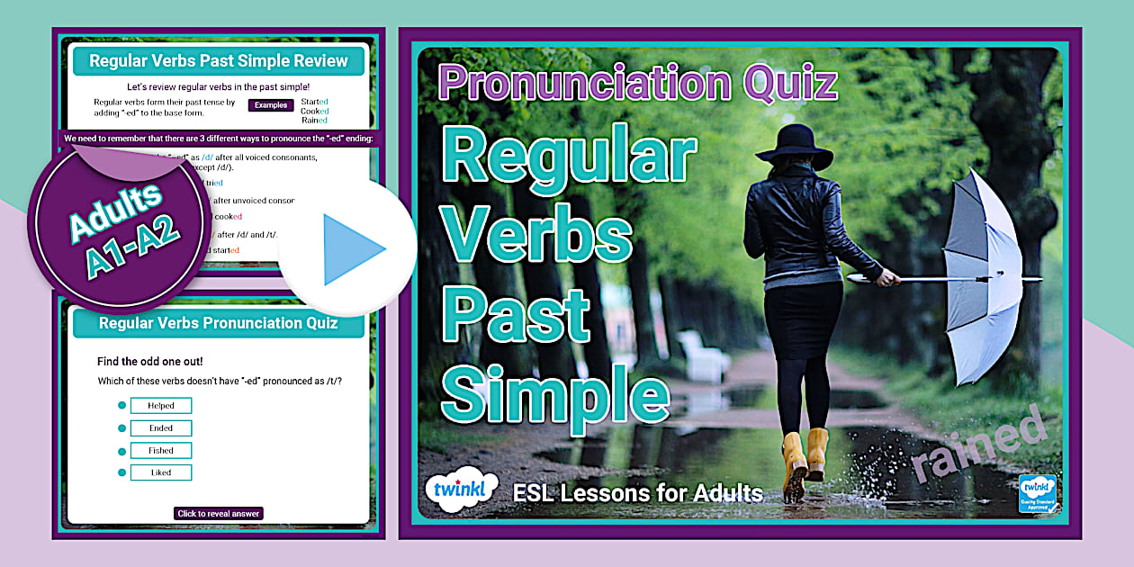 ESL Regular Verbs Past Simple Pronunciation Quiz [Adults, A1-A2]
