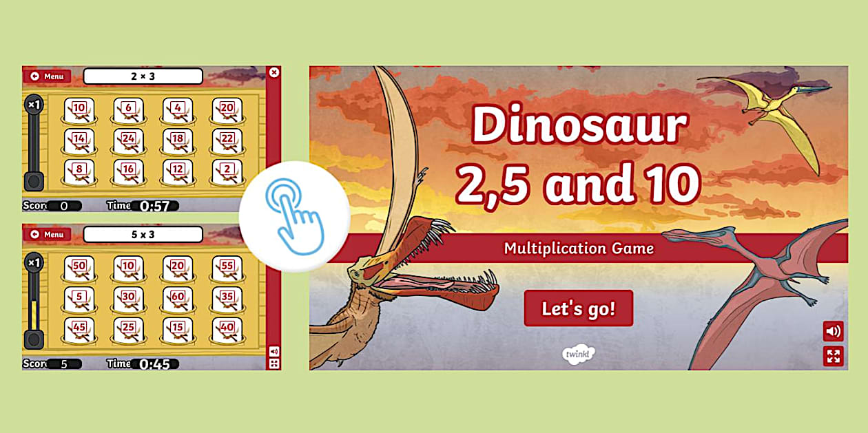 Dinosaur 2,5 and 10 Multiplication Game (teacher made)