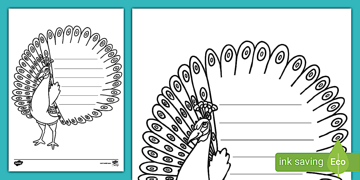 Peacock Writing Template (teacher made) - Twinkl
