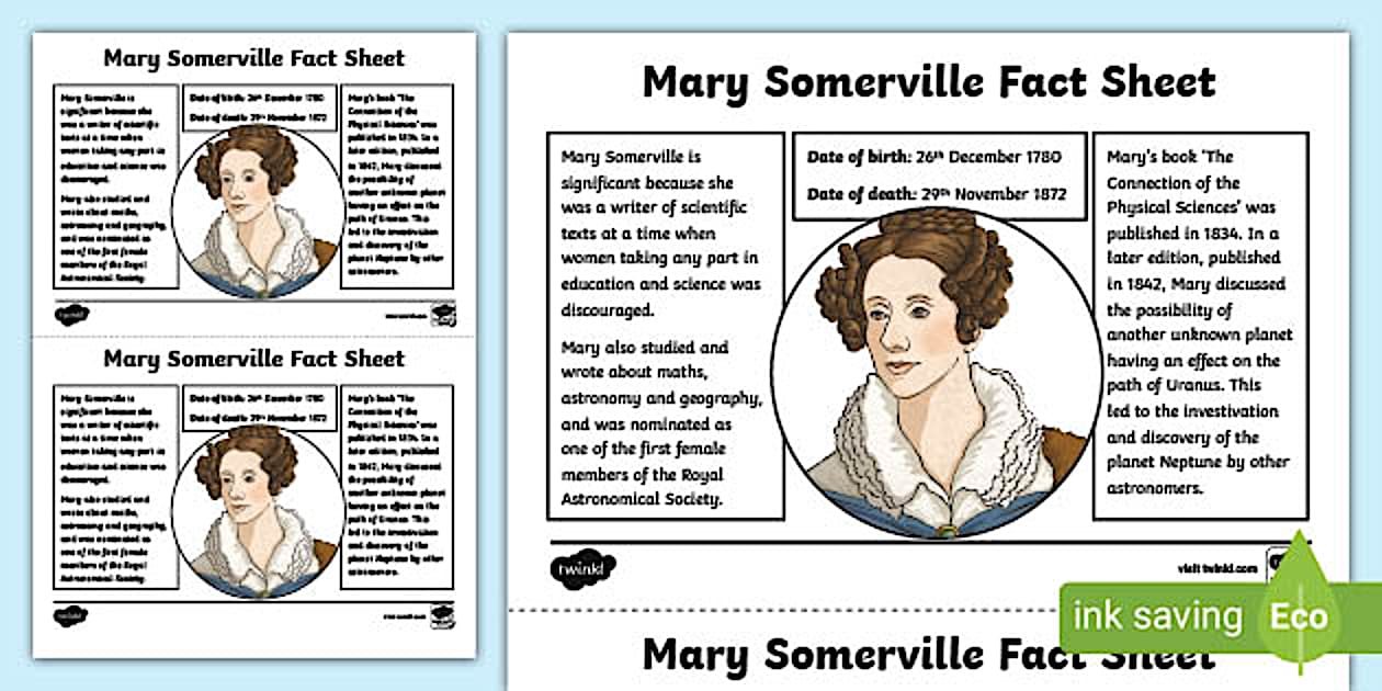 Scottish Significant Individuals Mary Somerville Fact Sheet -CfE ...