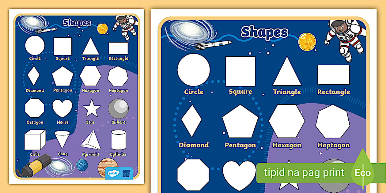 Outer Space Theme Shapes Poster | Philippines | Twinkl