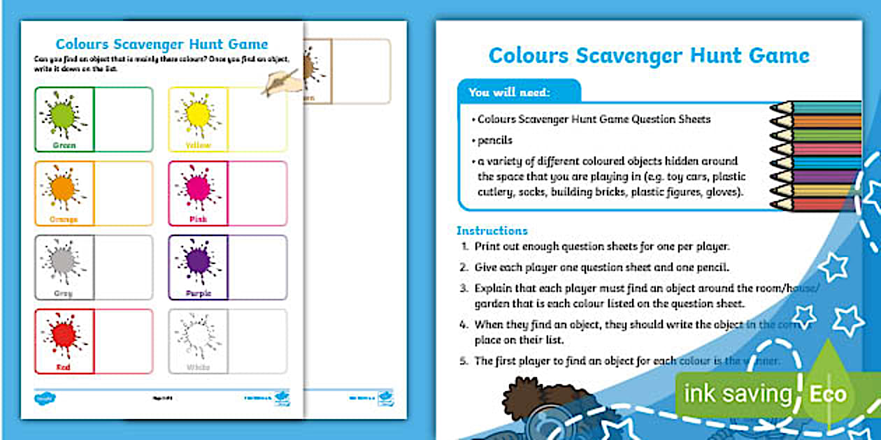 Colours Scavenger Hunt Game (teacher made) - Twinkl