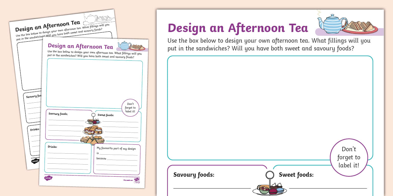 KS1 Design an Afternoon Tea Worksheet (Teacher-Made)