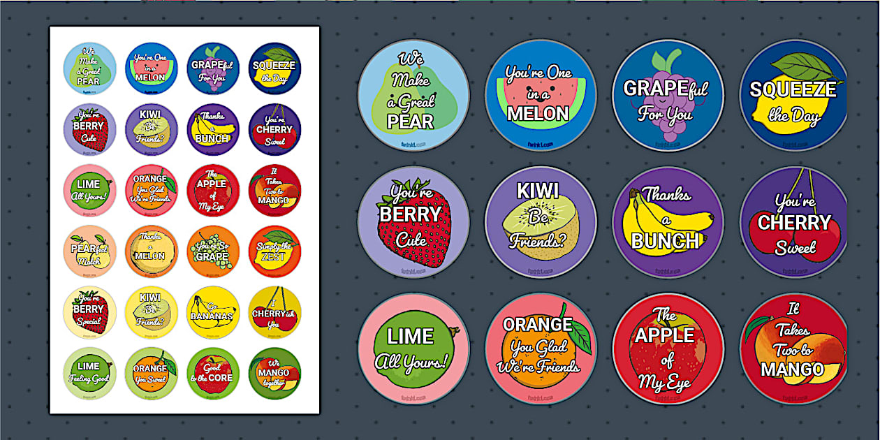 Fruit Puns | Primary Colours | Reward Stickers - Twinkl